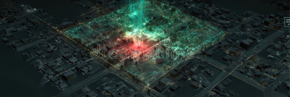 Holographic Data Layer Displaying Cybersecurity Intrusion Attempt in ...