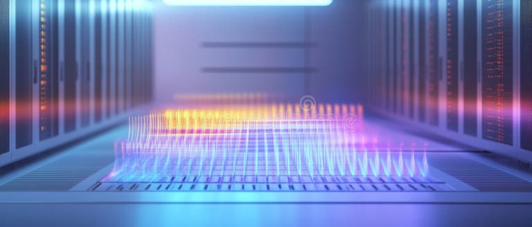 Holographic Data Visualization in a Modern Server Room Abstract Network ...