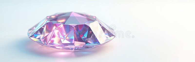 Holographic Diamond Crystal Isolated White Background. Rainbow Light ...