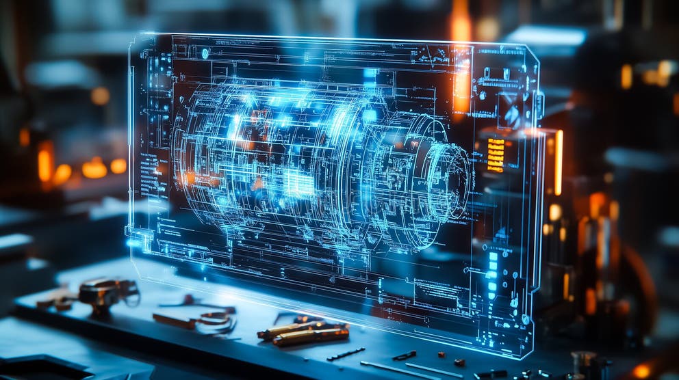 Holographic Display of Advanced Technology Featuring Intricate ...