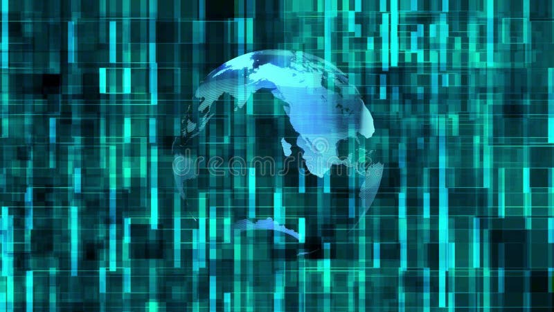 Holographic Display Red Earth Map with Data Block Moving Background New ...