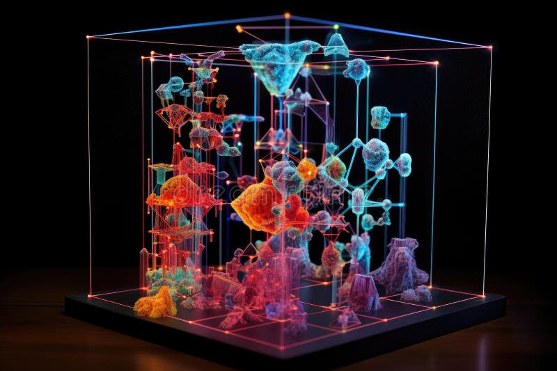 Holographic Display of Molecular Structures in Science Stock ...