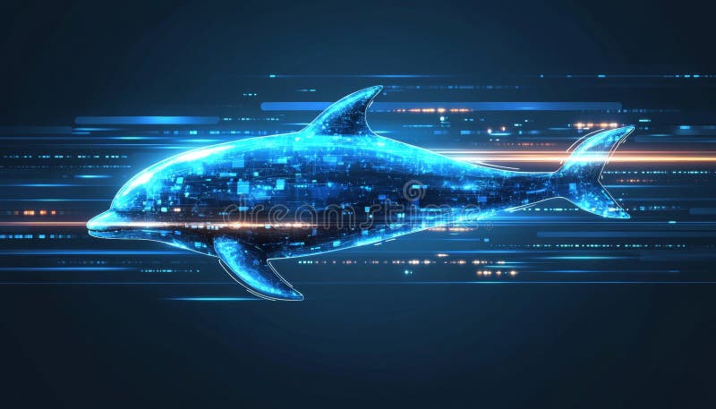 Holographic Dolphin Form, Digital Cyberspace Movement, Abstract ...