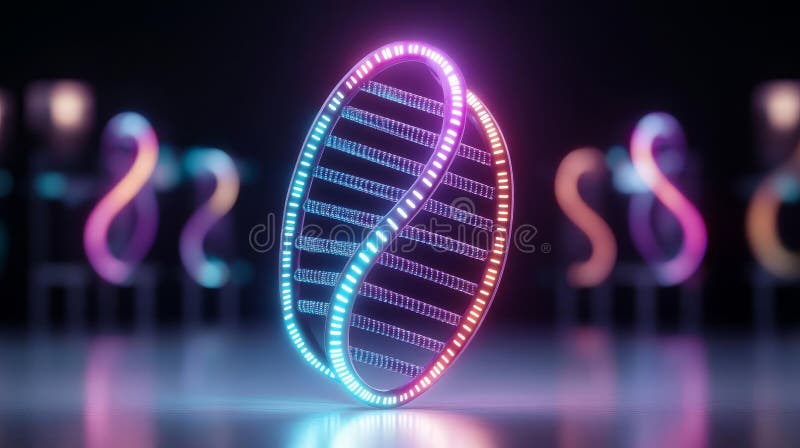 Holographic Double Helix with Interactive Epigenetic Markers, Neon-lit ...