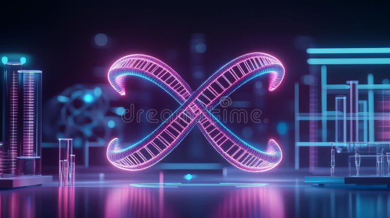 Holographic Double Helix with Interactive Epigenetic Markers, Neon-lit ...