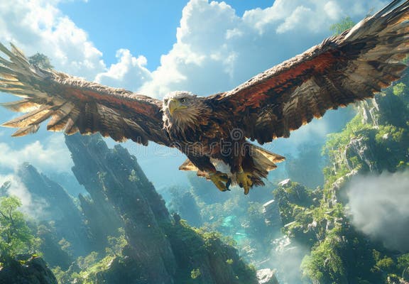 A Holographic Eagle Flies High, Exemplifying Its Freedom. Stock Photo ...