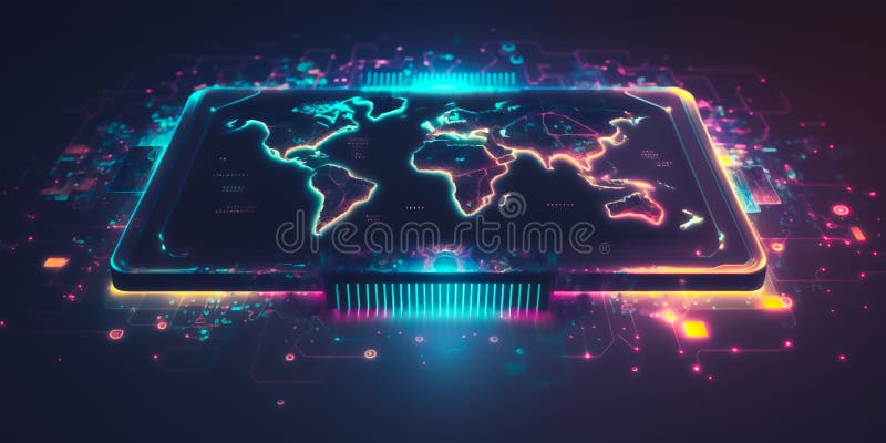 Holographic Earth Map Concept of Advanced Technology Across the Globe ...
