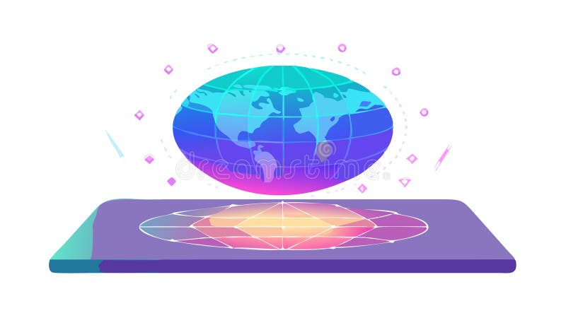 Holographic Earth Projection, Global Connectivity, Vector Design Generative AI Stock Vector ...