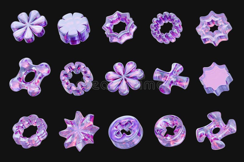 Holographic Element Object Set Pack Isolated Background 3d Rendering ...