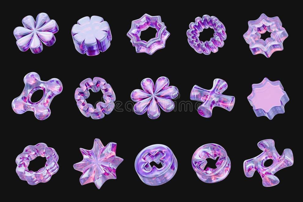 Holographic Element Object Set Pack Isolated Background 3d Rendering ...