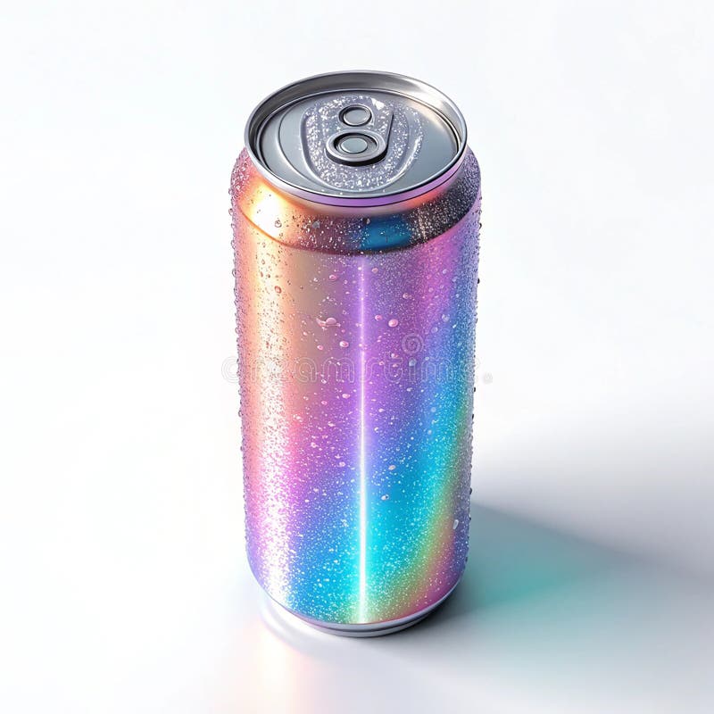 Holographic Energy Drink Can with Shifting Light Patterns Stock ...