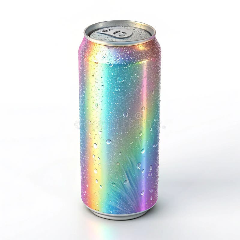 Holographic Energy Drink Can with Shifting Light Patterns Stock ...