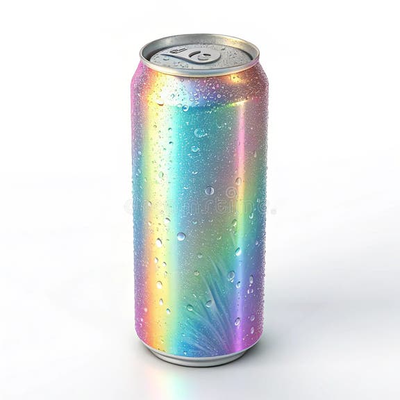 Holographic Energy Drink Can with Shifting Light Patterns Stock ...