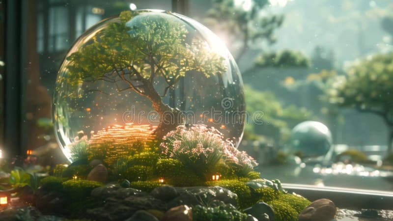 Holographic Environmental Science Class in a Glass Globe Stock Video ...