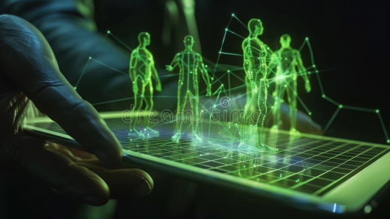 The Holographic Figures on Tablet.AI Generated Image Stock Image ...