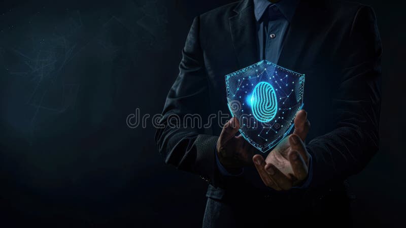 The Holographic Fingerprint Shield.AI Generated Image Stock Image ...