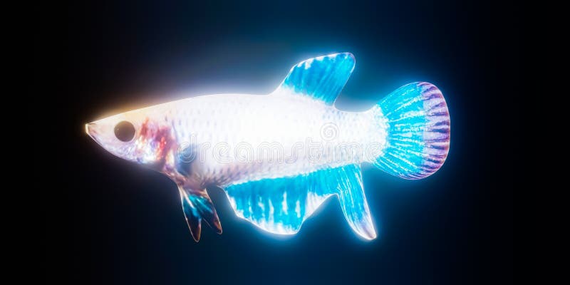 Holographic Fish Isolated on Black Stock Illustration - Illustration of ...