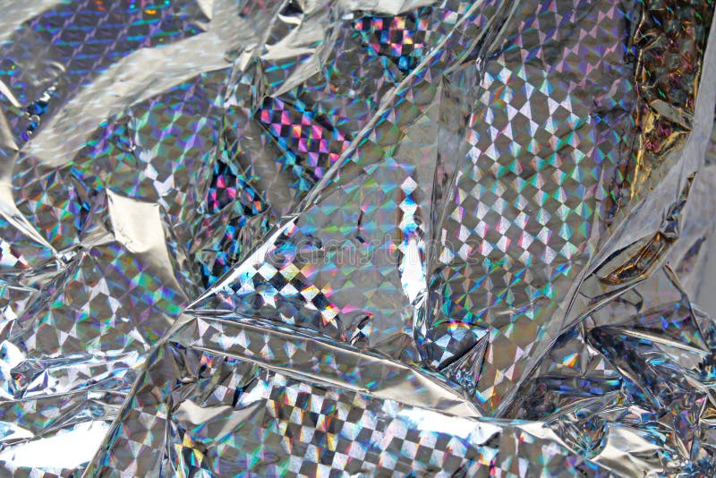 Holographic Foil Texture Pattern. Silver Rainbow Shine. Reflective ...