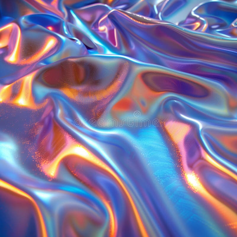 Holographic Foil Waves with Vibrant Neon Glow. AI Generated Stock ...