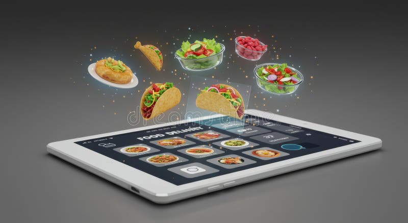 Holographic Food Delivery App Interface Futuristic Food Ordering ...