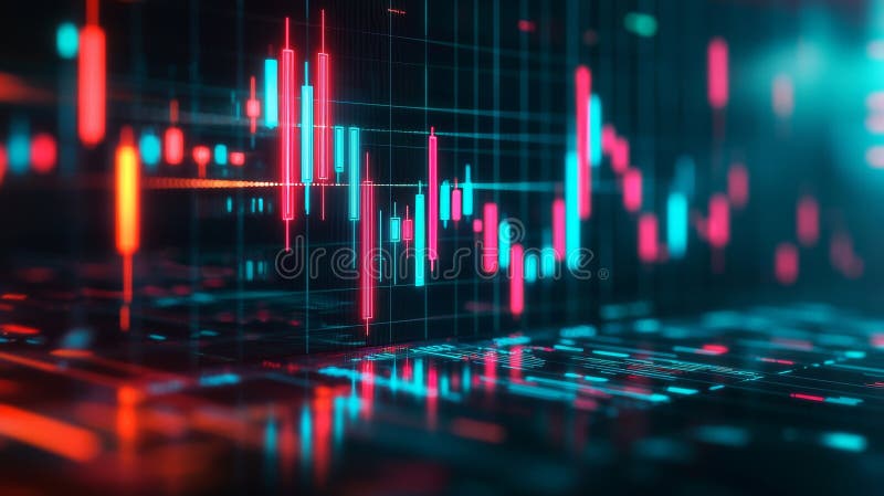 In Holographic Form, this Graph Features a Neon Pink and Blue Bar Graph ...