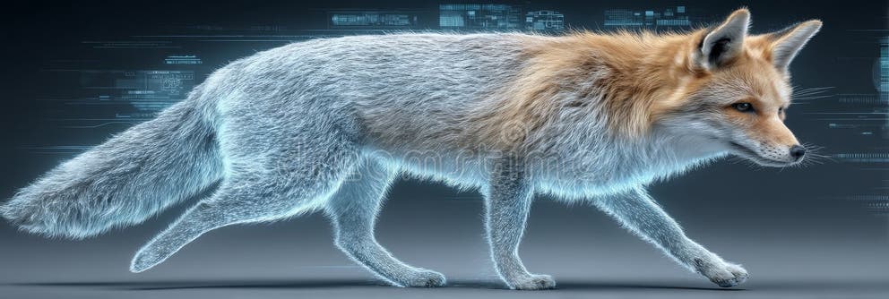 Holographic Fox Futuristic Blend of Nature and Digital Technology ...