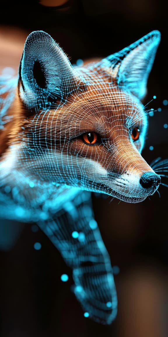 Holographic Fox Gliding through Digital Space, a Stunning Visual of ...