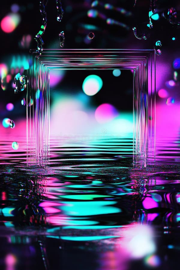 Holographic Frame with Interference Patterns Stock Illustration ...