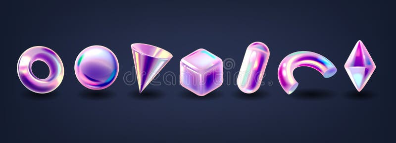 Holographic Geometric Shapes, Vector 3d Render Sphere, Torus or Ring ...