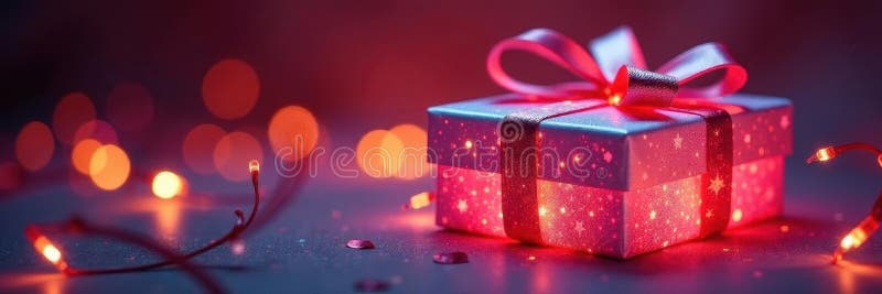 Holographic Gift Boxes Gleam Under Warm Lights, Romantic Decor ...