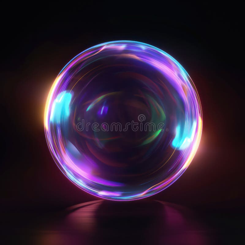 Holographic Glass 3d Sphere Abstract Background. Generative AI Stock ...