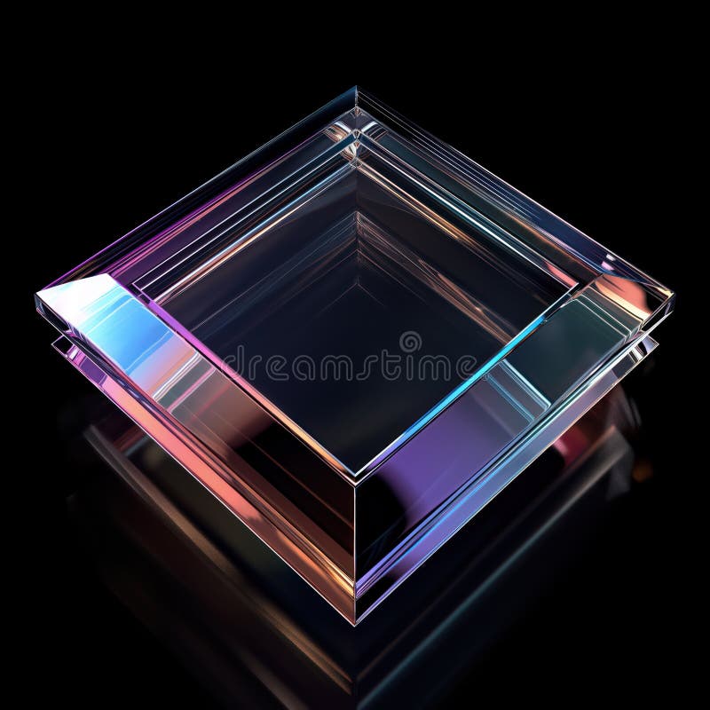 Holographic Glass 3d Square Abstract Background. Generative AI Stock ...