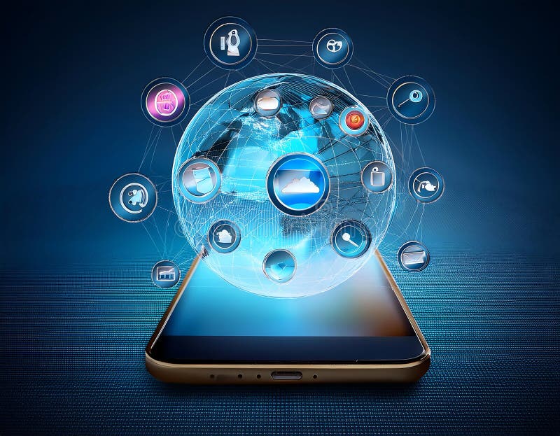 A Holographic Globe Emerges from a Smartphone, Symbolizing Global ...