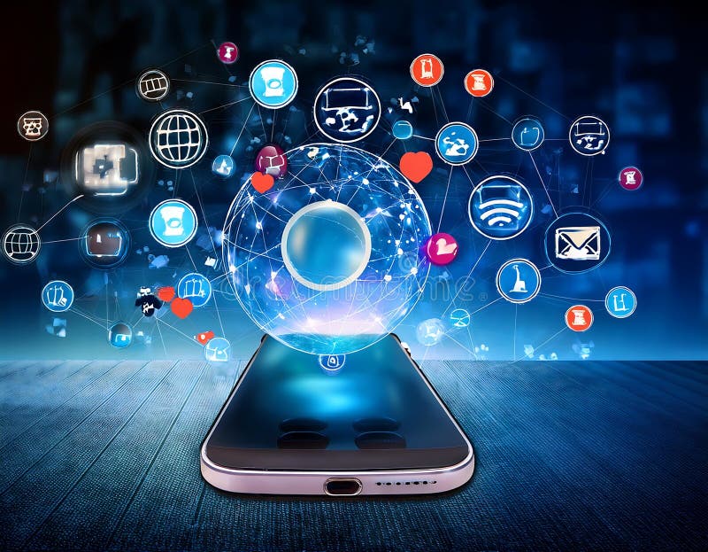 A Holographic Globe Emerges from a Smartphone, Symbolizing Global ...