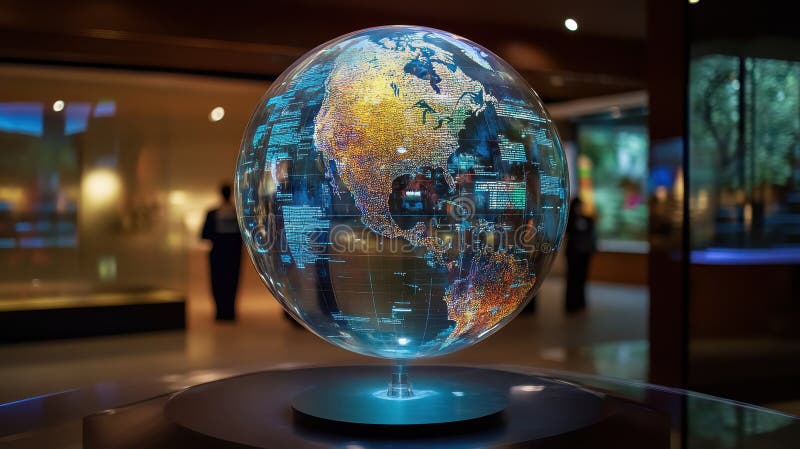 Holographic Globe Visualizing Real-Time Climate Data and Trends Stock ...