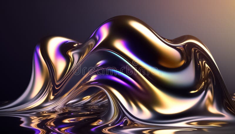 Holographic Glossy Reflective Metallic Fluid Iridescent Background ...