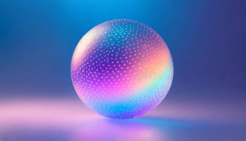 Holographic Gradient Round Sphere. Glowing Ball, Ultraviolet Neon Light ...