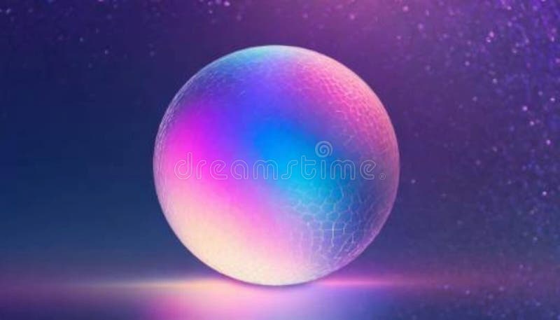 Holographic Gradient Round Sphere. Glowing Ball, Ultraviolet Neon Light ...