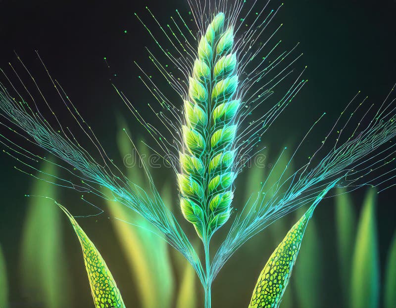 Holographic Green Wheat Plant Made of Lines and Nodes - Generated by Ai ...