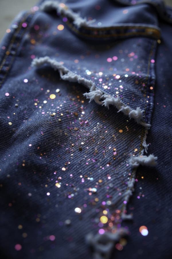 Holographic Grunge Glitter Effect on Distressed Denim, Holographic ...