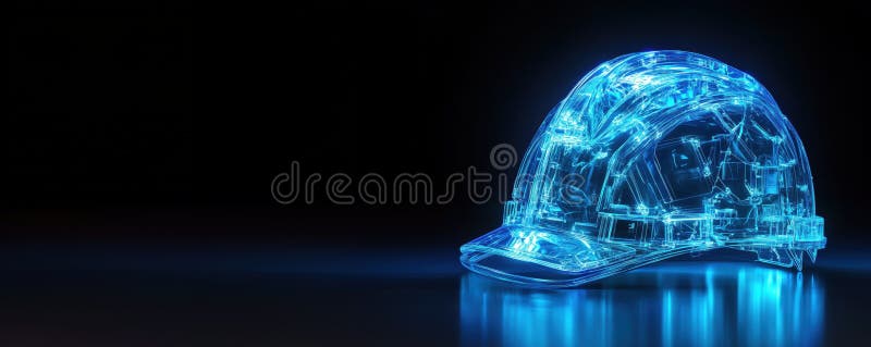 Holographic Hard Hat Representing Digital Construction Technology Stock ...