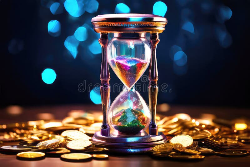 A Holographic Hourglass Measuring the Passing Time Stock Image - Image ...