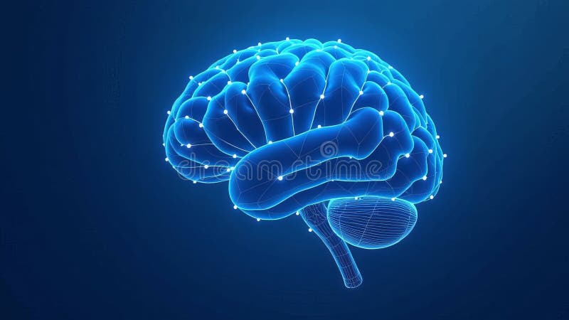 Holographic Human Glowing Brain is Rotating. Concept about Artificial ...