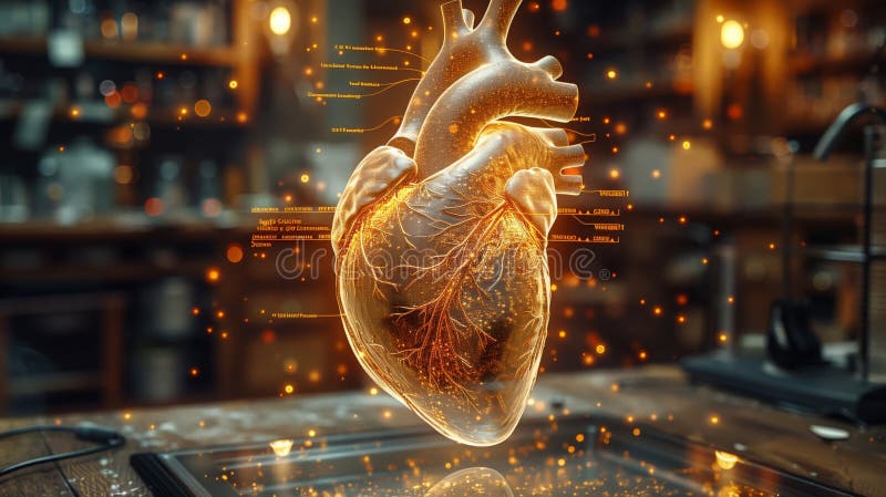 A Holographic Human Heart Displayed in a Dimly Lit Laboratory Setting ...