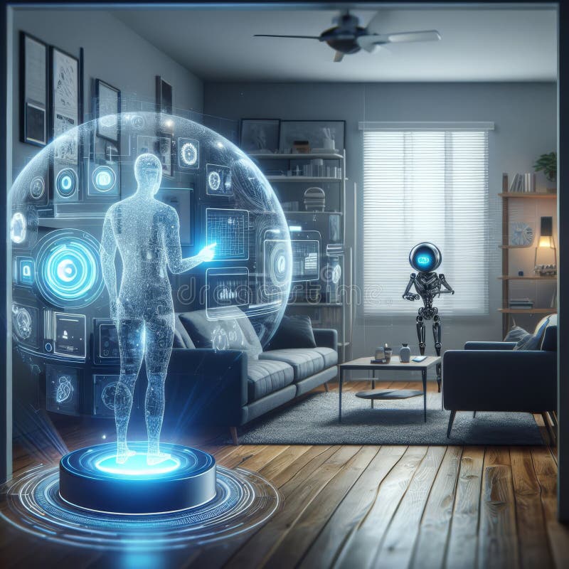 Holographic Human Interface in Smart Home Environment Stock Photo ...