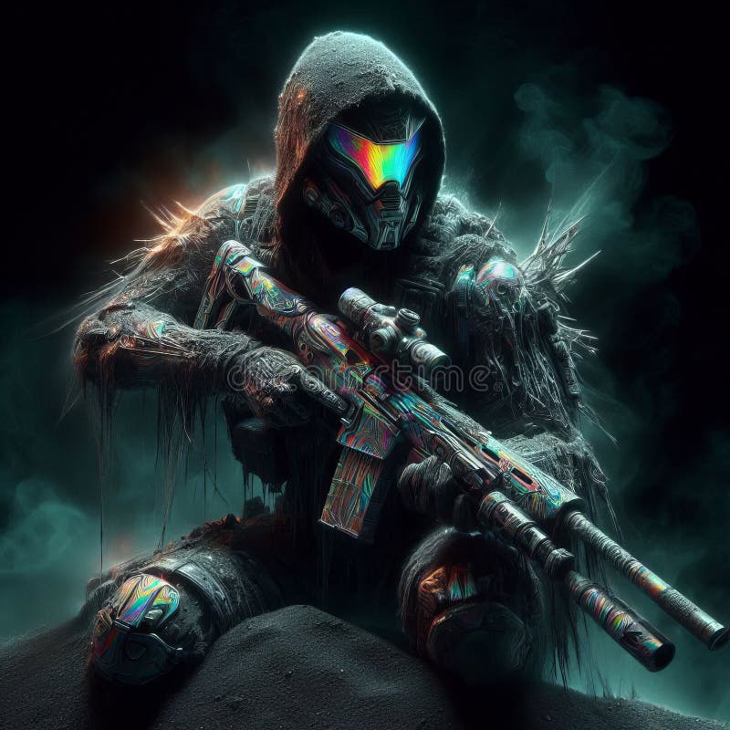 Holographic Hunter with Ash a Hunter Covered in Ash with Holog Stock ...