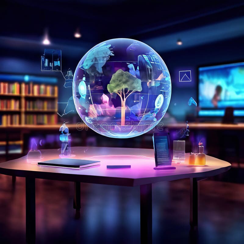 44 1 a Holographic Illustration of Online Edcation Featuring a Stock ...