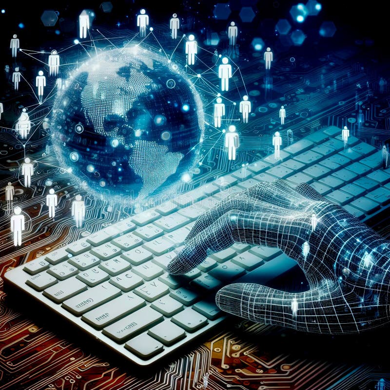 Artificial Intelligence Hand Typing on Keyboard Creating Global Network ...