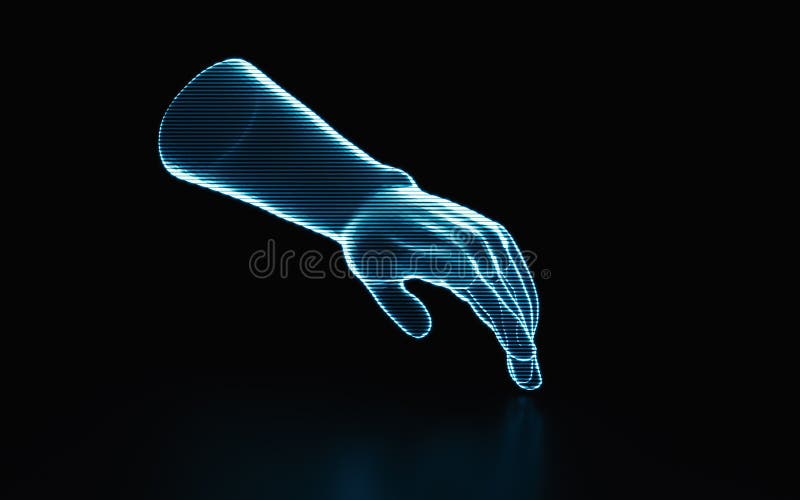 Holographic Image of a Hand, Futuristic Element, 3d Rendering Stock ...