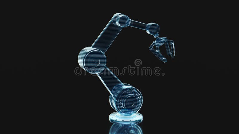 Holographic Image of Mechanical Arm, Loop Rotation, 3d Rendering Stock ...